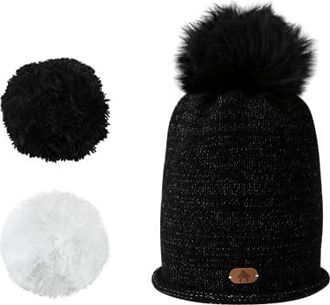Cabaia CABAIA - Bonnet Femme et Homme en Coton Bio avec 3 Pompons Interchangeables - Design Français - Systéme aimantée pour Un Ajustement Adapté - Collectio