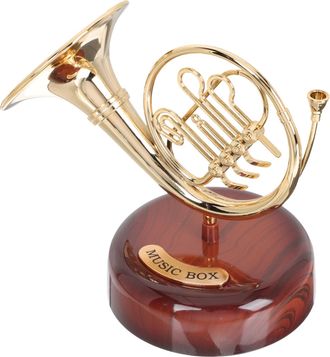 Pretyzoom Kreative Kunststoff Instrumenten Spieluhr Nostalgische Musikbox mit Horn Design Dekorative Tischmusikbox f&uuml;r Zuhause und