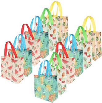 Valiclud Lot de 12 Paquet Cabas Pliables en Tissu Non Tiss&eacute; Imperm&eacute;able Motifs Fruits Color&eacute;s Dimensions 23X22X11 CM R&eacute;utilisables pour Courses Shopping et Tra