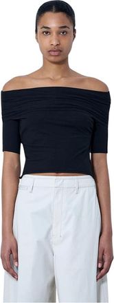 Christophe Lemaire Femme, Blouses et Chemises, Noir, Taille: 38 FR Haut Manches Courtes Torsad&eacute;