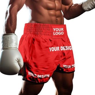 Generic Short de Muay Tha&iuml; avec texte personnalis&eacute; pour boxe, MMA, BJJ, entra&icirc;nement, combat, pour hommes, femmes, enfants, tissu l&eacute;ger anti-d&eacute;chirure avec ta