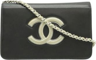 Chanel Pre-owned Coco Mark Leather Chain Wallet - Femme - Pre-owned - Noir - Taille: ONE Size