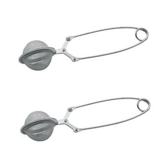 Fackelmann Fackelmann 9331350 2er Set Tee-Zange, Kr&auml;uterzange, Zange f&uuml;r losen Tee, Tee-Ei, Tee-Ei, Edelstahl, Silber, 15,5 x 4,3 cm