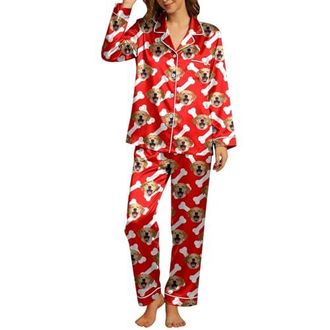 Generic Pyjama d&eacute;contract&eacute; &agrave; motif floral, haut &agrave; manches longues et pantalon confortable - V&ecirc;tements de nuit doux pour des nuits confortables et des week-end