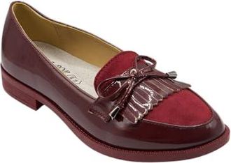 Primtex Mocassins Femme en Simili Cuir Verni - Chaussures Plates El&eacute;gantes et Confortables Int&eacute;rieur Cuir avec Franges et Noeud