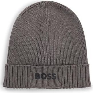 BOSS Hommes Asic Beanie-X Bonnet à logo en coton et laine vierge