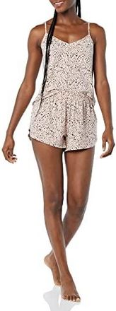 Amazon Essentials Ensemble de Pyjama avec Camisole et Short en Jersey tricoté Femme, Rose Léopard, XXL
