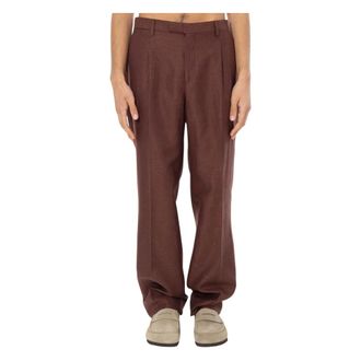 BRIGLIA 1949 Margutta Woll-Leinenhose mit weitem Bein - - Trousers - Herren - Braun - L