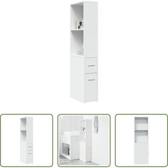 vidaXL Schrank - Badschrank Schmal mit Rollen Wei&szlig; Holzwerkstoff