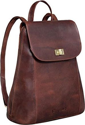 STILORD Victoria II Sac a Dos Vintage pour Femme Cuir Veritable Backpack Daypack pour MacBook 13,3 Pouces DIN A4 Sac à dos Voyage, Couleur:porto - cognac