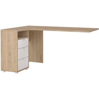 Dmora Schreibtisch Peipah, Mehrzweckschreibtisch, Bürotisch für pc, Eckschreibtisch, 150x100 h76 cm, Eiche und Weiß - Dmora