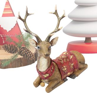 Generic Weihnachten Rentier Figuren, Hirschstatue | Harz Weihnachten Rentier | Weihnachten Elch Kunst Handwerk Rentier Skulptur Elch Tischplatte Spielzeug Orn