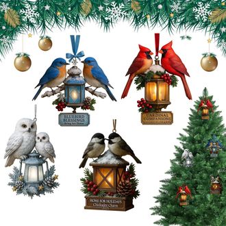 Generic Weihnachtsbaum-Dekoration, 2D-Acryl-Lampen, 4 St&uuml;ck Laternen Ornamente f&uuml;r den Weihnachtsbaum f&uuml;r Bauernhof, Haus, Winterfest, Il c