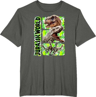 Jurassic Park T-Rex Indominus Rex & Raptor Pack Stacked T-Shirt