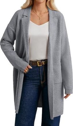 Grace Karin Cardigan d&eacute;contract&eacute; &agrave; manches longues avec poches pour femme, Cl249-04/Gris, S