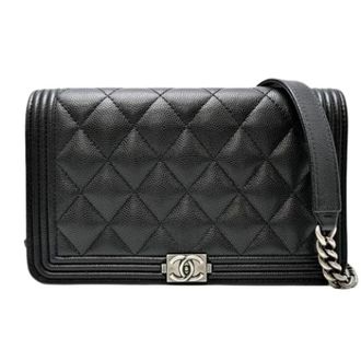 Chanel Portefeuille &agrave; cha&icirc;ne Pre-owned - Femme - Pre-owned - Noir - Taille: ONE Size