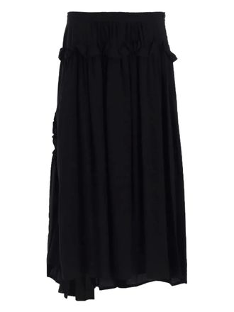 Yohji Yamamoto jupe mi-longue &agrave; volants - Noir