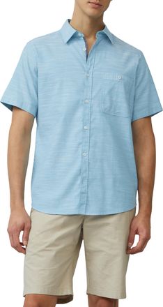 s.Oliver Slim Fit: Kurzarm-Hemd aus Baumwollstretch mit Flammgarnstruktur