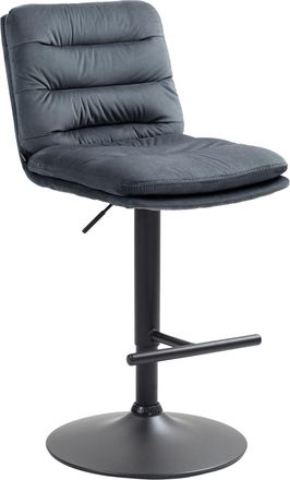 Clp Barhocker Damar mit Samtbezug I Barstuhl h&ouml;henverstellbar und drehbar I gepolsterter Tresenhocker mit Fu&szlig;st&uuml;tze und R&uuml;ckenlehne, Farbe:dunkelgrau, Ges