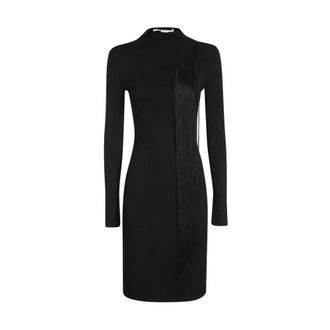 Stella McCartney Kleid aus Viskose mit Fransen - - Dresses - Damen - Schwarzk - XS