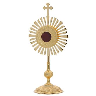 NKlaus 1627 Reliquiar Reliquie Monstranz Hausaltar vergoldet rund 46cm NEU