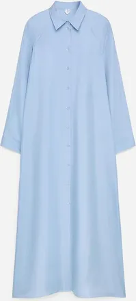 Arket Hemdkleid Aus Seidentwill -Blau