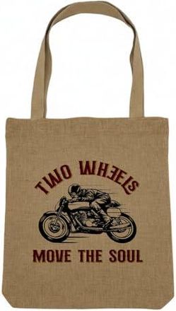 Fabulous Sac Shopping Tote Bag Aspect Lin - Two Wheels Move the Soul Moto Motard Cafe Racer - Sac de Courses Toile Epaisse 360g Beige Naturel Cabas Port&eacute; Epaul