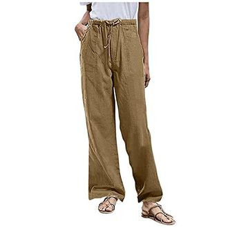 Generic Pantalon Femme Large Lin &Eacute;t&eacute; D&eacute;contract&eacute; Coton Casual Solid Women Pocket Size Plus Linen Pants Tighthness Pantalon Linen Pants Women Baggy Yoga Femme 