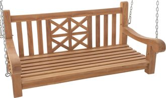 Clp Schaukelbank Farm I Gartenschaukel aus Teakholz I Holzschaukel wetterfest und massiv I mit Befestigungsmaterial, Farbe:Teak, Größe:120 cm