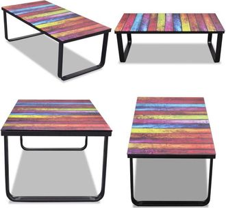 vidaXL Table basse avec impression darc-en-ciel Dessus en verre - Table Basse - Table Dappoint - Table Design - Table Arc-en-ciel - Meuble Salon - Home &