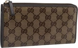 Gucci Portefeuille long vintage en toile GG pr&eacute;-poss&eacute;d&eacute; - Femme - Pre-owned - Brun - Taille: ONE Size