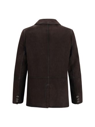 D&acute;Amico Mens Jacket Single-Breasted Suede Brown Lambskin Leather