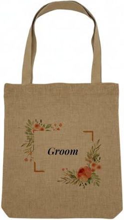 Fabulous Sac Shopping Tote Bag Aspect Lin - Groom Wedding Engaged Floral Frame - Sac de Courses Toile Epaisse 360g Beige Naturel Cabas Port&eacute; Epaule Solide Impr