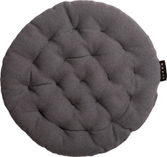 Linum Pepper Elegantes Rundes Sitzkissen für Indoor und Outdoor Ø 37cm, 100% Baumwolle, Waschbar, Granitgrau