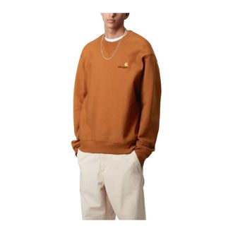 Carhartt Work in Progress Homme, Sweatshirts et sweats à capuche, Brun, Taille: M American Script Crewneck en Sienna