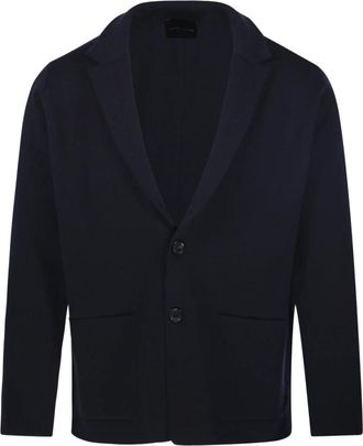 Roberto Collina Homme, Pulls, Bleu, Taille: 2XL Two-button Patch-pocket Blazer
