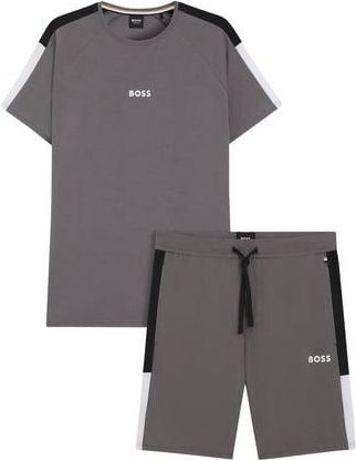HUGO BOSS Ensemble de pyjama court en coton m&eacute;lang&eacute;