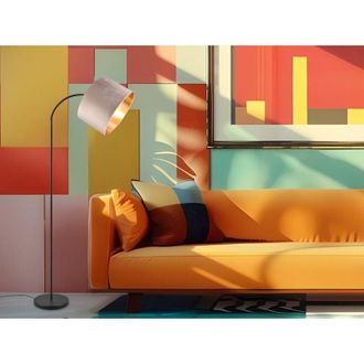 Trio Leuchten Trio Lighting - Bogenleuchte julieta mit Samt Lampenschirm Beige Gold, H&ouml;he 156cm