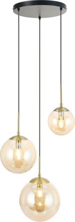 Novel H&auml;ngeleuchte, Schwarz, Gold, Bernstein, Metall, Glas, rund,rund, 40x120x46 cm, RoHS, CE, Lampen & Leuchten, Innenbeleuchtung, H&auml;ngelampen