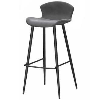 Generic Samt-Barhocker, Tresenhocker mit R&uuml;ckenlehne, Metallbeinen und Fu&szlig;st&uuml;tze, 66/76 cm hohe Hocker, gepolsterte K&uuml;chen- und Esszimmerst&uuml;hle