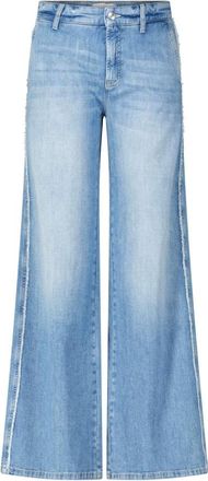 Cambio Femme, Jeans, Bleu, Taille: 42 FR L33 Jean Taille Haute &agrave; Jambes Larges avec Franges
