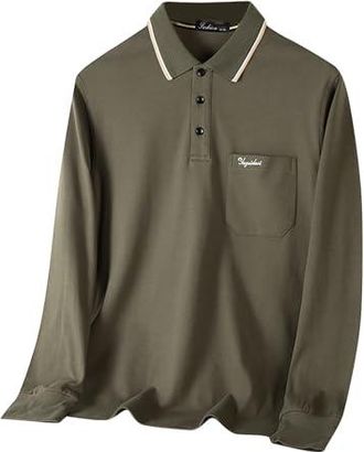 Generic Polo &agrave; manches longues pour homme - D&eacute;contract&eacute; - Boutonn&eacute; - L&eacute;ger et respirant - Manches longues - Printemps et automne - Confortable, Vert, 3XL