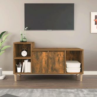 vidaXL Meuble TV Ch&ecirc;ne fum&eacute; 100x35x55 cm Bois ding&eacute;nierie vidaXL