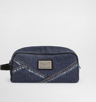 Dolce & Gabbana Denim Patchwork Necessaire - Mann Brieftaschen Und Clutches Blue Onesize