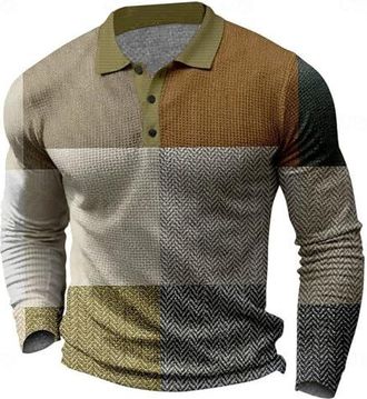 Generic Polo pour homme adulte &agrave; manches longues - Chemise boutonn&eacute;e &agrave; col &agrave; revers - T-shirt de sport r&eacute;tro tendance - T-shirt athl&eacute;tique respirant - T-shirt
