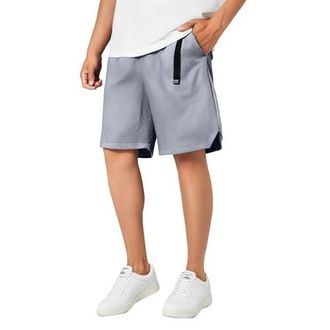 Generic Pantalon cargo pour homme - Short d&eacute;t&eacute; pour homme - S&eacute;chage rapide - Motif &eacute;cossais - Style 5/4 - 2026, gris, 6XL