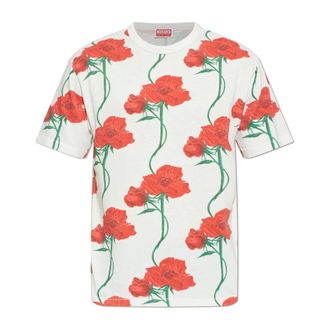 Kenzo Homme, Tops, Blanc, Taille: S T-shirt &agrave; motif floral