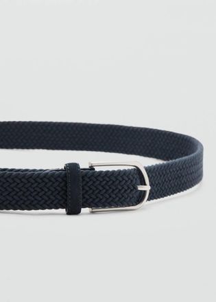 Mango Ceinture 100% cuir tress&eacute; bleu marine - Homme - 100 - MANGO MAN