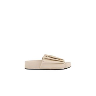 Jil Sander Sandalen mit R&uuml;schen aus Leder - - Shoes - Damen - Beige - 37 EU