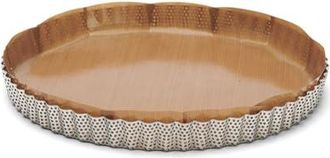 De Buyer De Buyer - Moule à tarte à fond amovible en inox perforé (2 feuilles de cuisson inclues) - Diamètre 28 cm -, Argenté